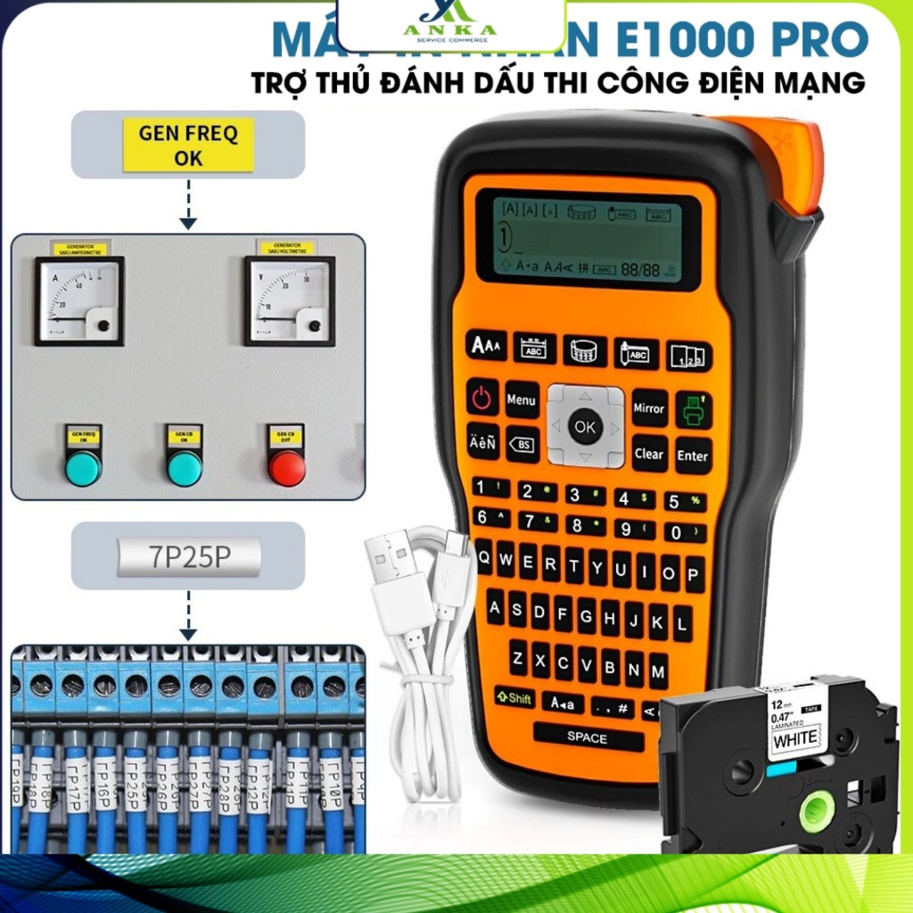 Máy in nhãn E1000 Pro + 3 cuộn nhãn co nhiệt màu trắng (COMBO E1000 PRO + NHÃN TRẮNG) | Shopee ...