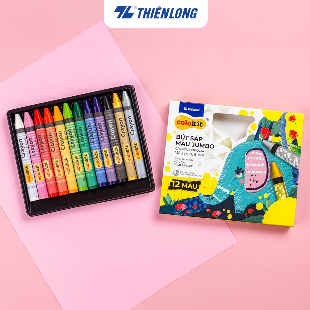 Sáp màu Thiên Long Colokit 10/12/16/18/24/36 màu mịn tươi sáng, đa dạng mẫu mã, tiêu chuẩn Châu ...