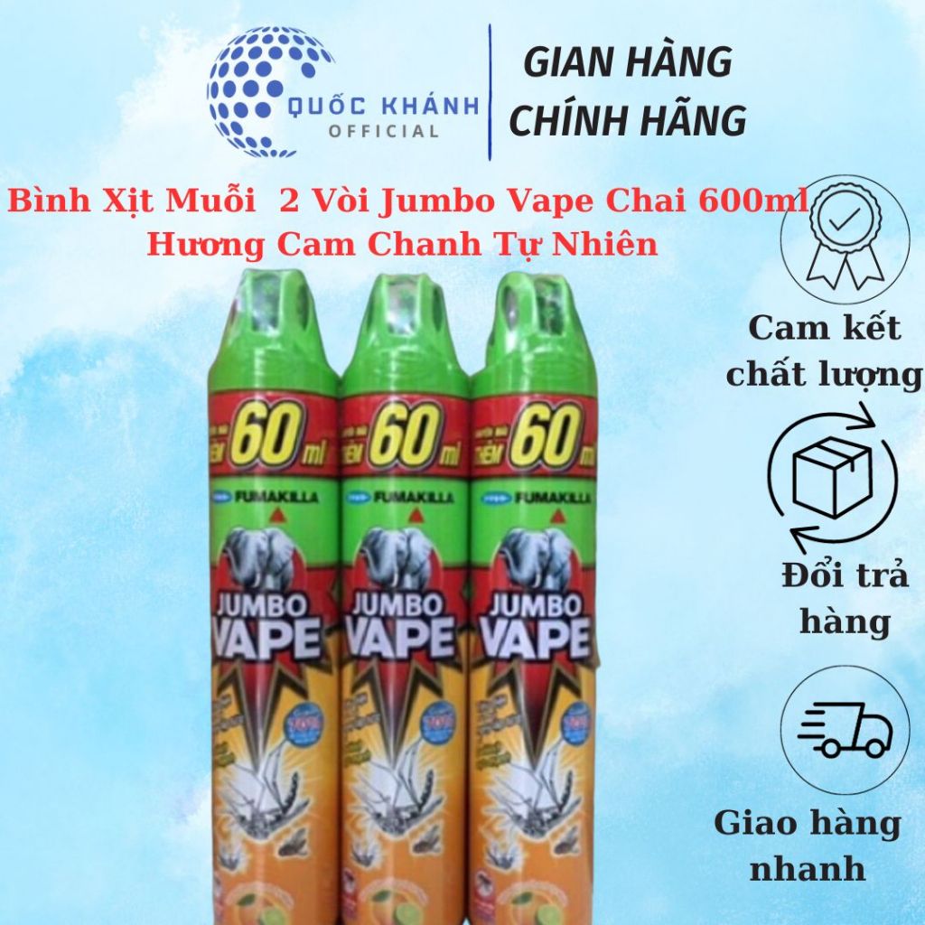 Bình Xịt Muỗi 2 Vòi Jumbo Vape Chai 600ml Hương Cam Chanh Tự Nhiên ...