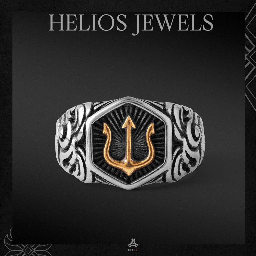 Nhẫn thời trang nam nữ Helios Jewels Trident - Thép không gỉ 316L cao ...
