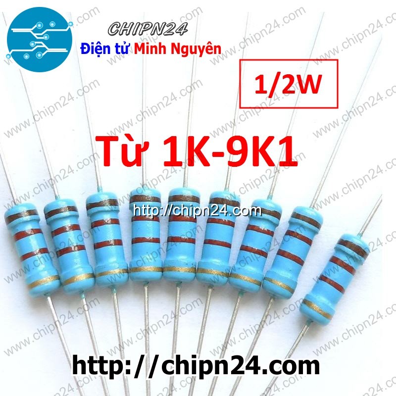 [20 con] Điện Trở 1/2W 5% (1K 1K2 1K5 1K8 2K2 2K7 3K3 3K9 4K7 5K1 5K6 6K8 8K2) - [Chọn Loại ...