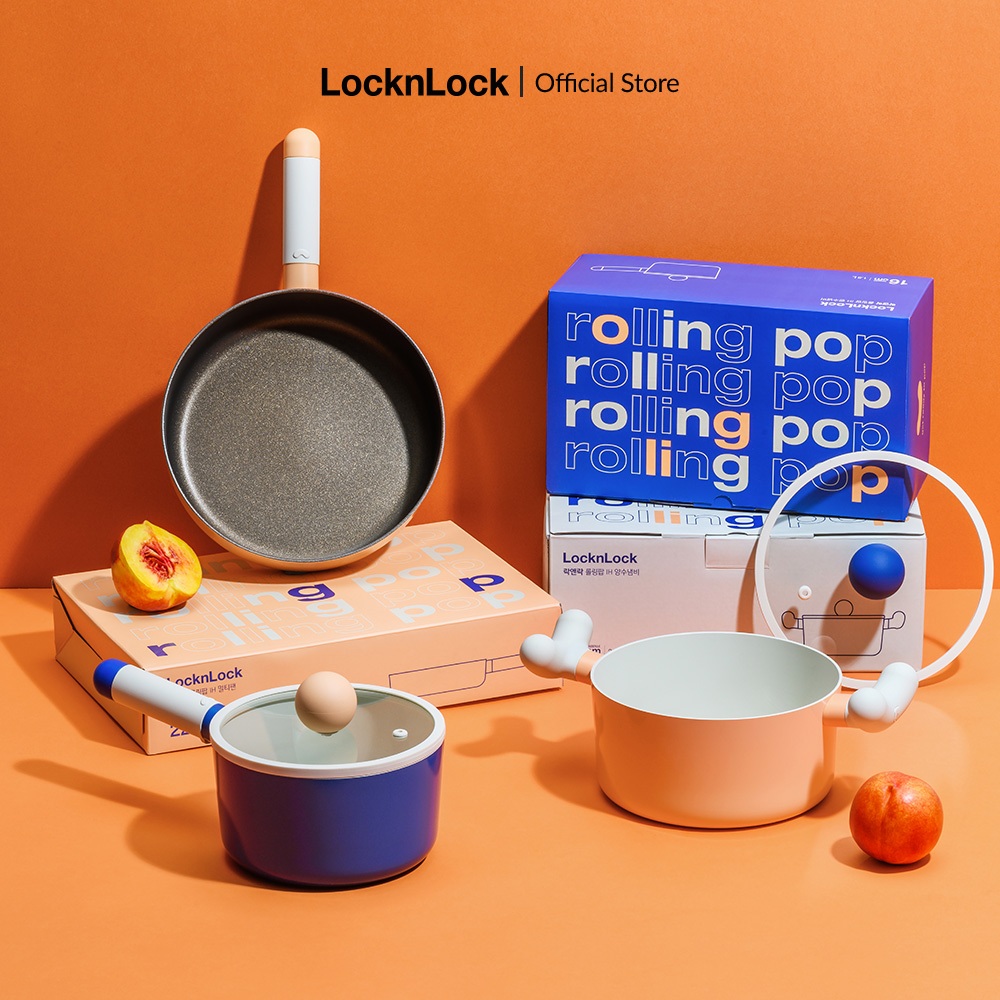 Nồi chảo nhôm chống dính phủ ceramic Lock&Lock Rolling Pop có nắp thủy ...