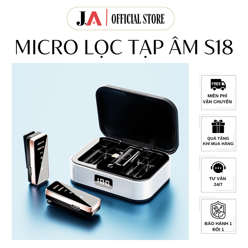 Micro Thu Âm JA OFFICIAL Không Dây Cao Cấp S18 Giảm Ồn, Lọc Tạp Âm Hiệu ...