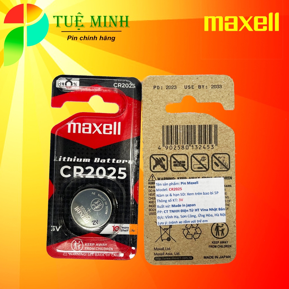 Pin Maxell CR2025 Pin 3V chính hãng, Hạn sử dụng 10 Năm ( Vỉ 1 Viên ...