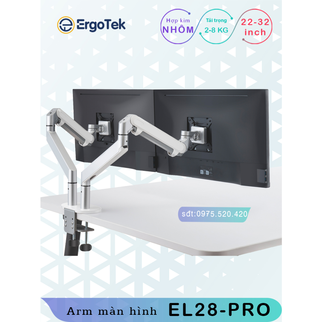 EL28 Pro Giá treo 2 màn hình máy tính - HỢP KIM NHÔM [Màn hình 22-32inch] Arm 2 màn hình cao cấp ...