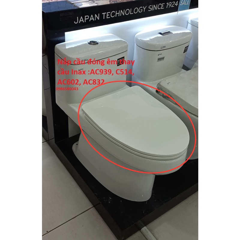 Nắp đóng êm thay thế cho bàn cầu Inax liền khối :AC-939 , C514, AC602VN ...