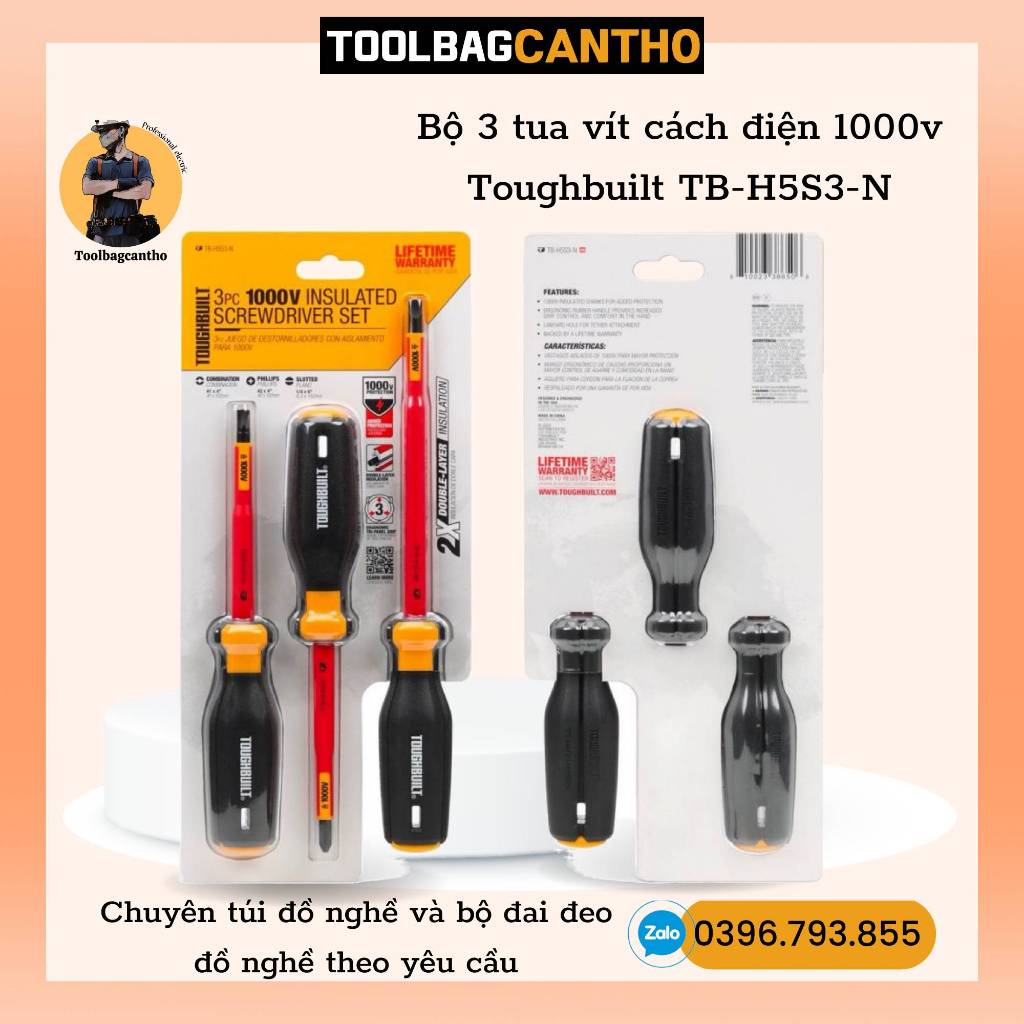 Bộ 3 tua vít cách điện 1000v Toughbuilt TB-H5S3-N | Shopee Việt Nam