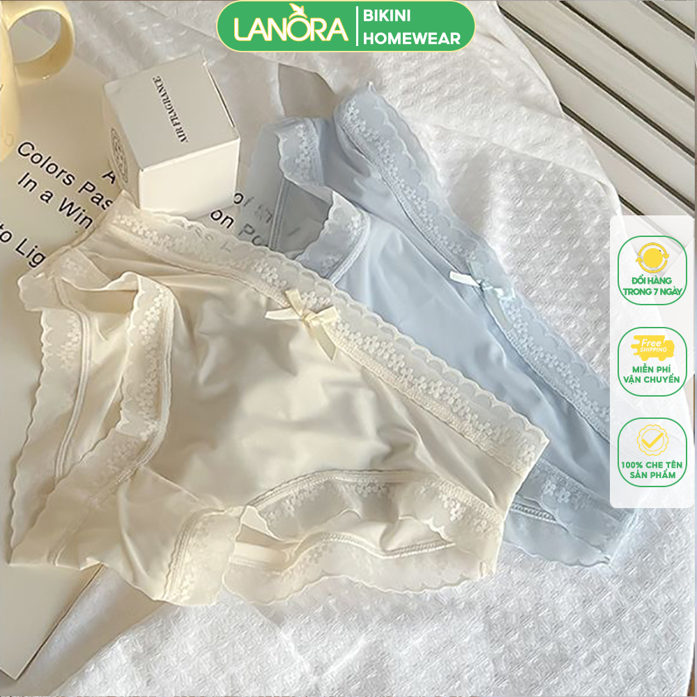 Quần lót nữ LANORA su lụa cạp ren hoa mềm mại kháng khuẩn thoáng mát ...
