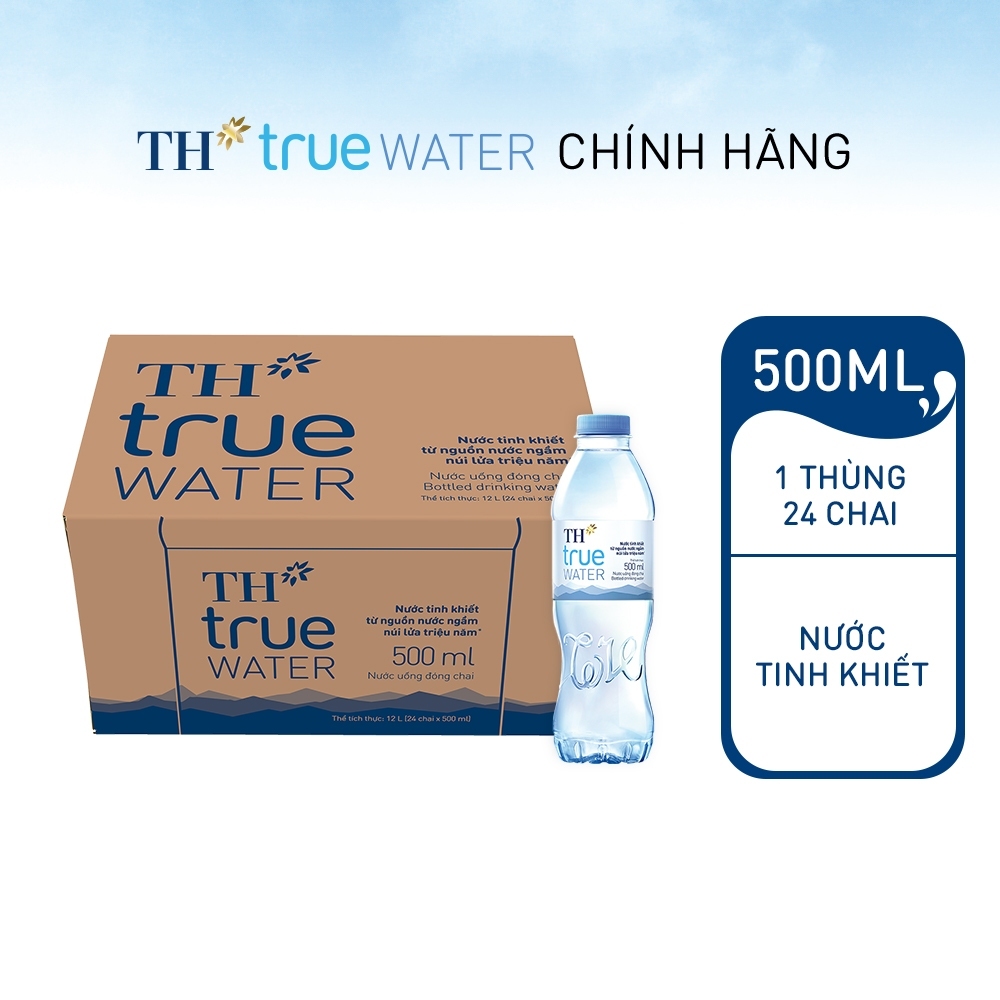 Thùng 24 chai nước tinh khiết TH True Water 500ml (500ml x 24) | Shopee Việt Nam