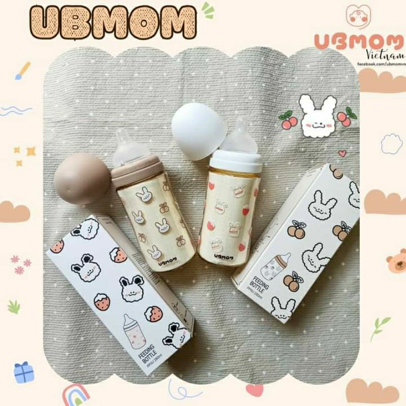 Bình sữa UB MOM chính hãng 200ml/280ml,Ub thỏ nâu,Ub thỏ dâu | Shopee ...