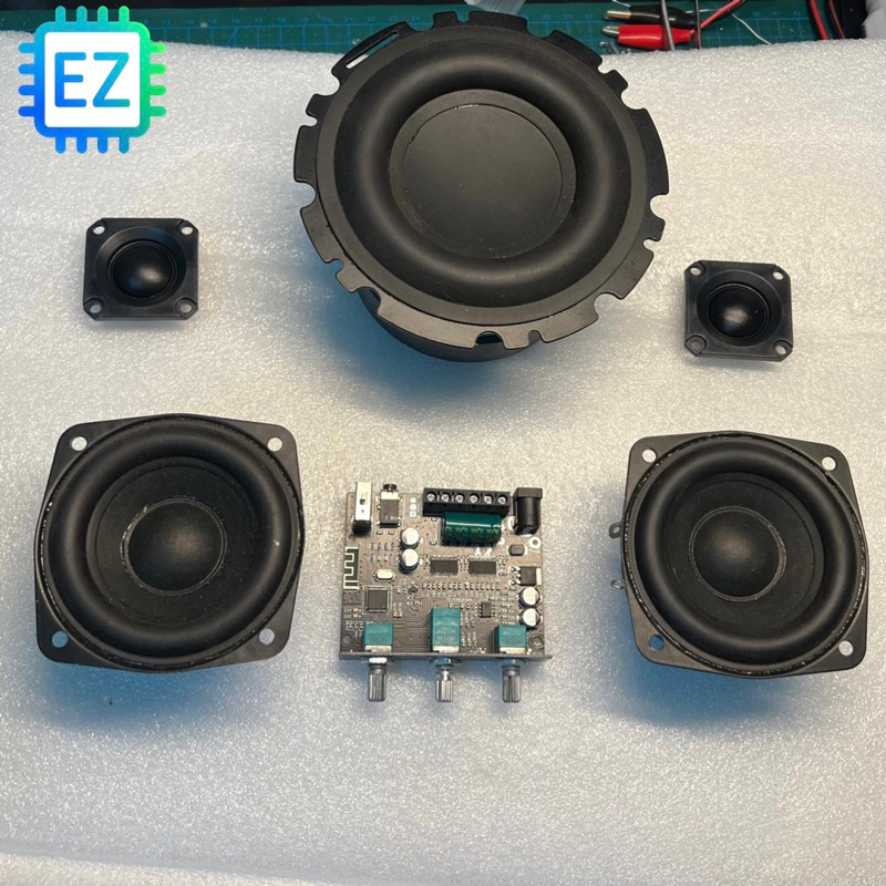 Combo làm loa 2.1 60W mạch ZK-LT22 + sub 4.5inch + mid L G + treble lụa ...