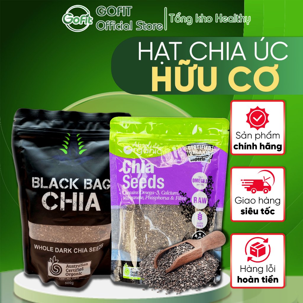 Hạt Chia Đen Absolute Organic Gofit Mart | Shopee Việt Nam