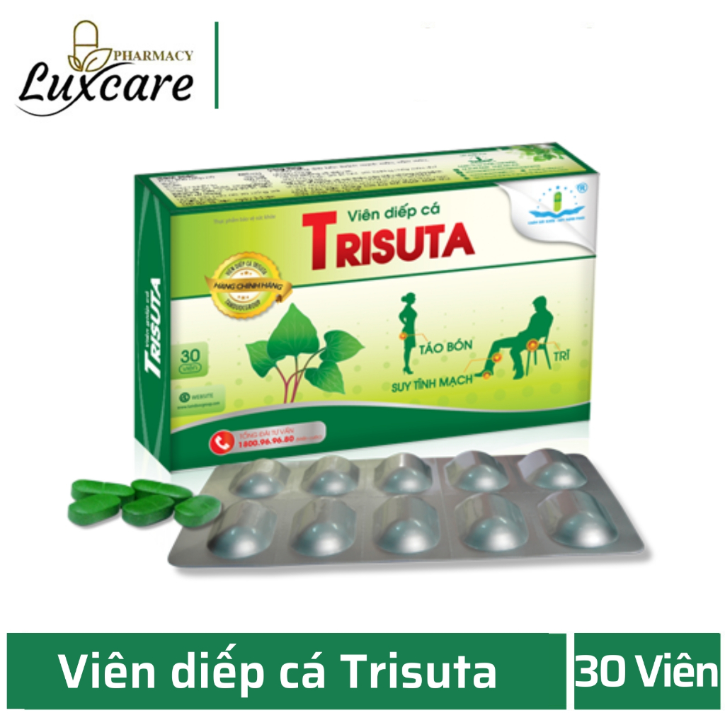 Viên Diếp Cá Trisuta giúp tăng tính bền thành mạch máu (hộp 30 viên ...