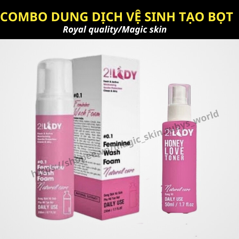 COMBO Phụ khoa 2LADY_Dung dịch vệ sinh tạo bọt + Xịt thơm CHÍNH HÃNG ...