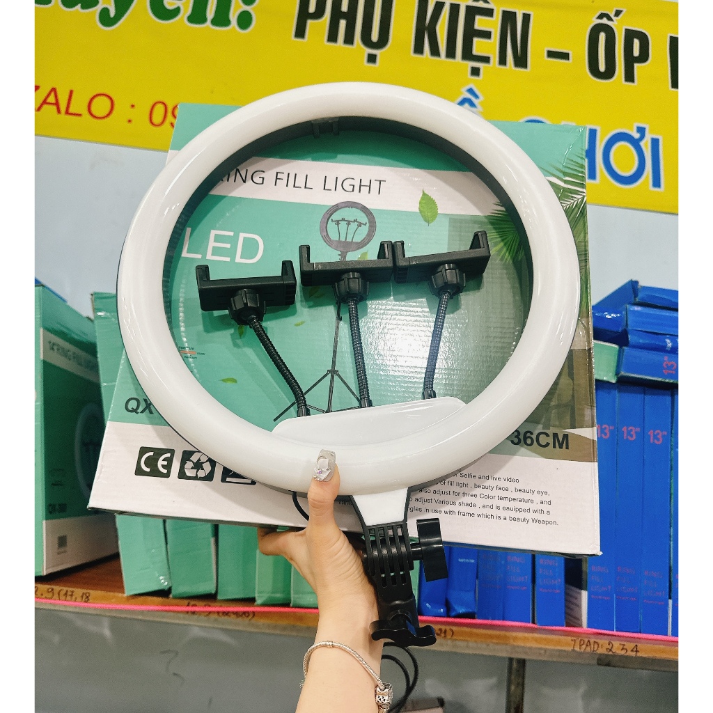 Đèn Livestream 26 30 36 45 54 cm đi kèm Chân đỡ đèn bằng sắt dài 2m1 ...