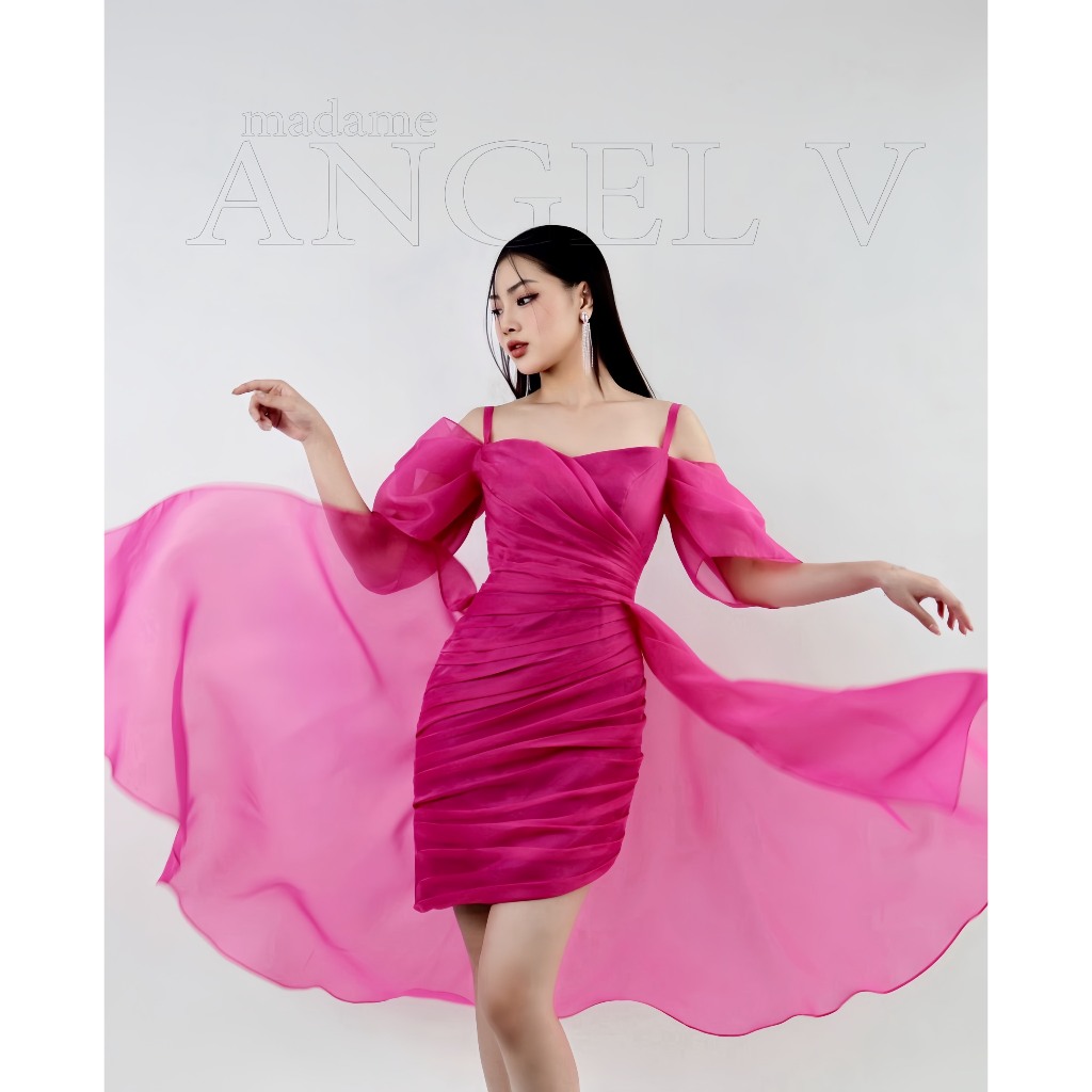 Đầm hồng xếp tiểu thư sang trọng - Angel V | Shopee Việt Nam