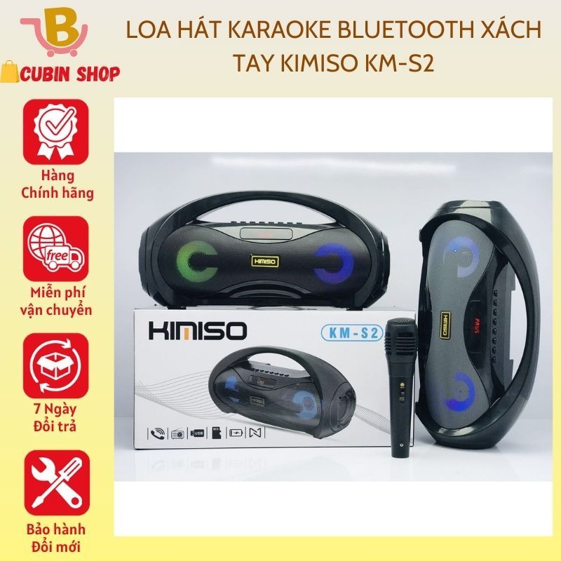 Loa Hát Karaoke Bluetooth Xách Tay Kimiso KM-S2 Tặng Kèm 1 Mic Hát Loa bass cực mạnh, âm thanh ...