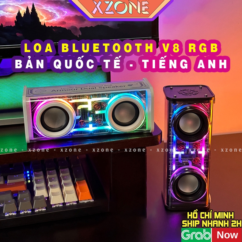 Loa Bluetooth V8 Trong Suốt LED RGB 16 triệu màu, loa không dây để bàn ...