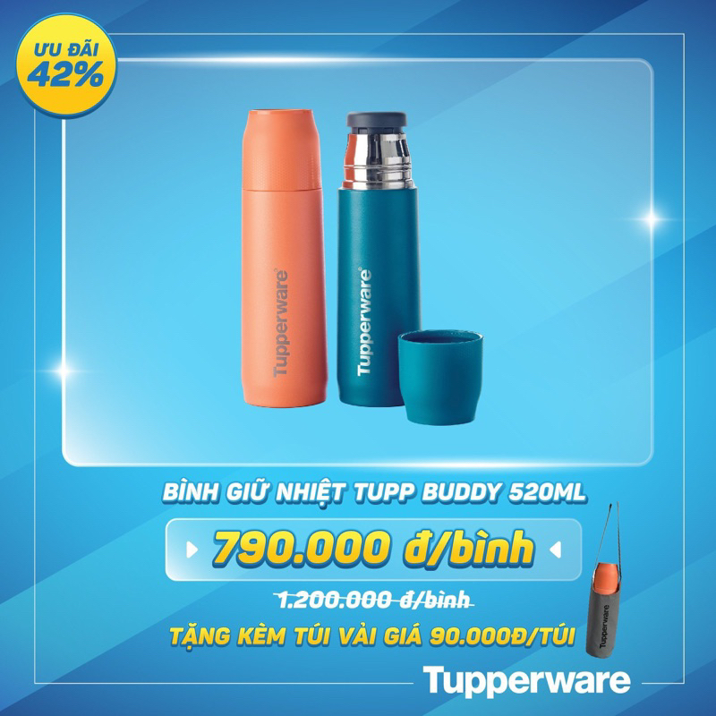 Bình giữ nhiệt 24 giờ Tupp Buddy 520ml- Bảo Hành Chính Hãng | Shopee Việt Nam