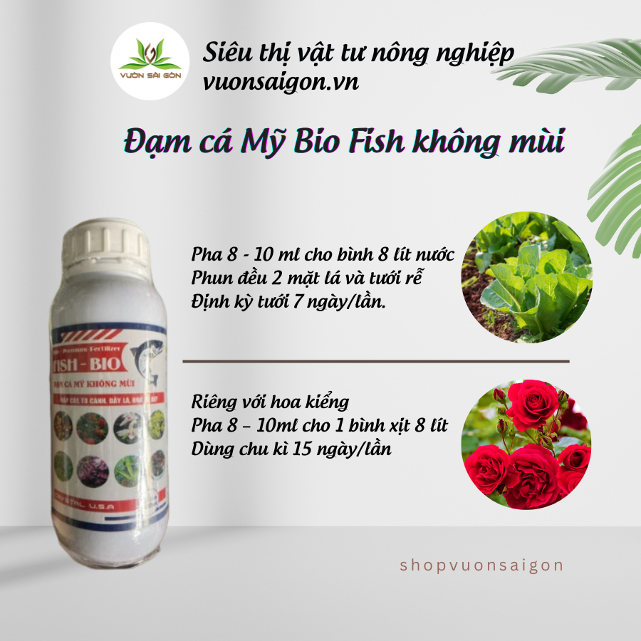 Đạm cá Mỹ Bio Fish không mùi-Chuyên cho rau,hoa kiểng | Vườn Sài Gòn