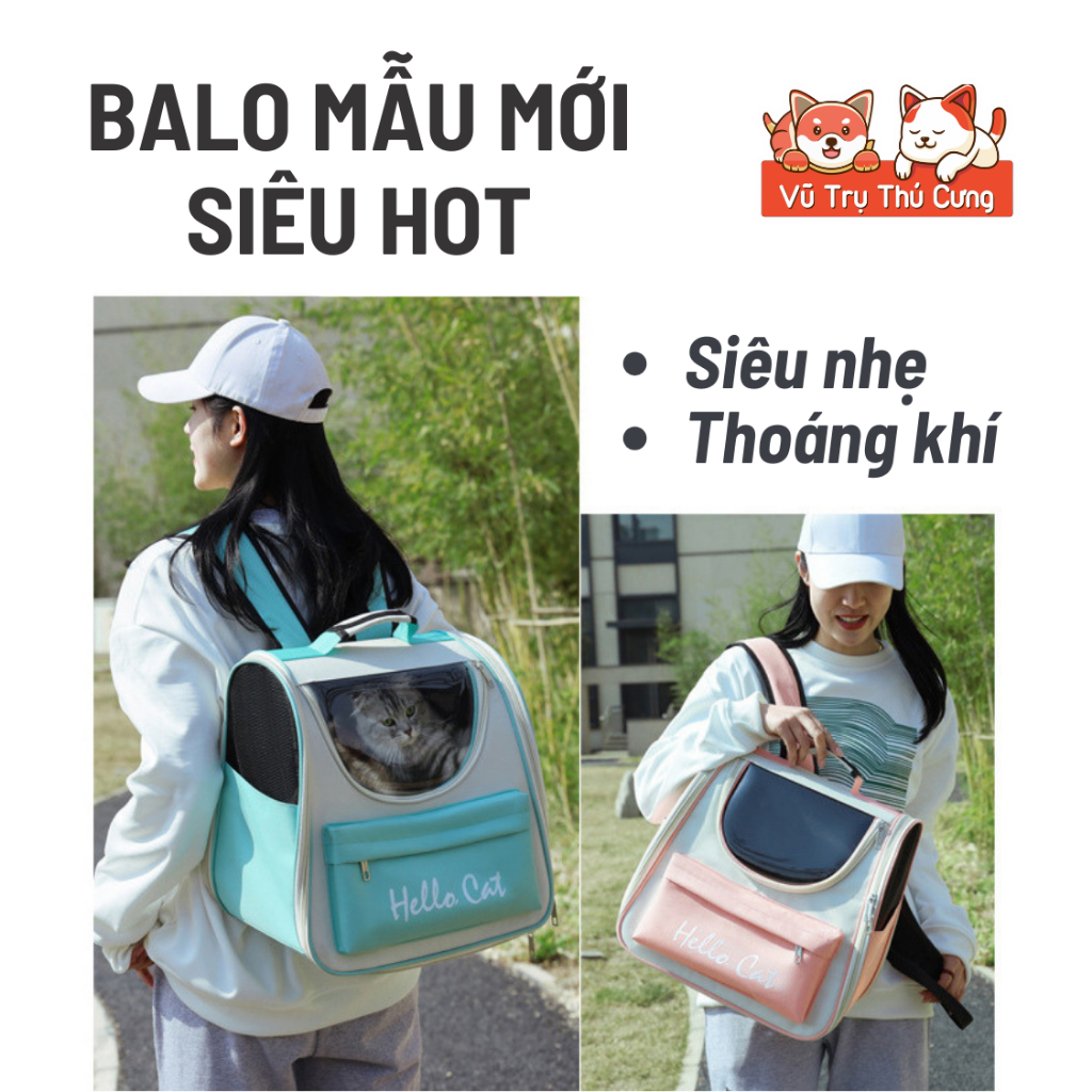 Balo vận chuyển chó mèo thoáng khí Hello Cat | Shopee Việt Nam