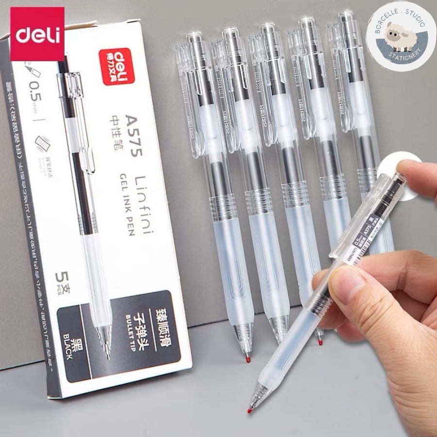 Bút gel DELI A575 chính hãng mực đen, ngòi 0.5mm dành cho học sinh | Shopee Việt Nam