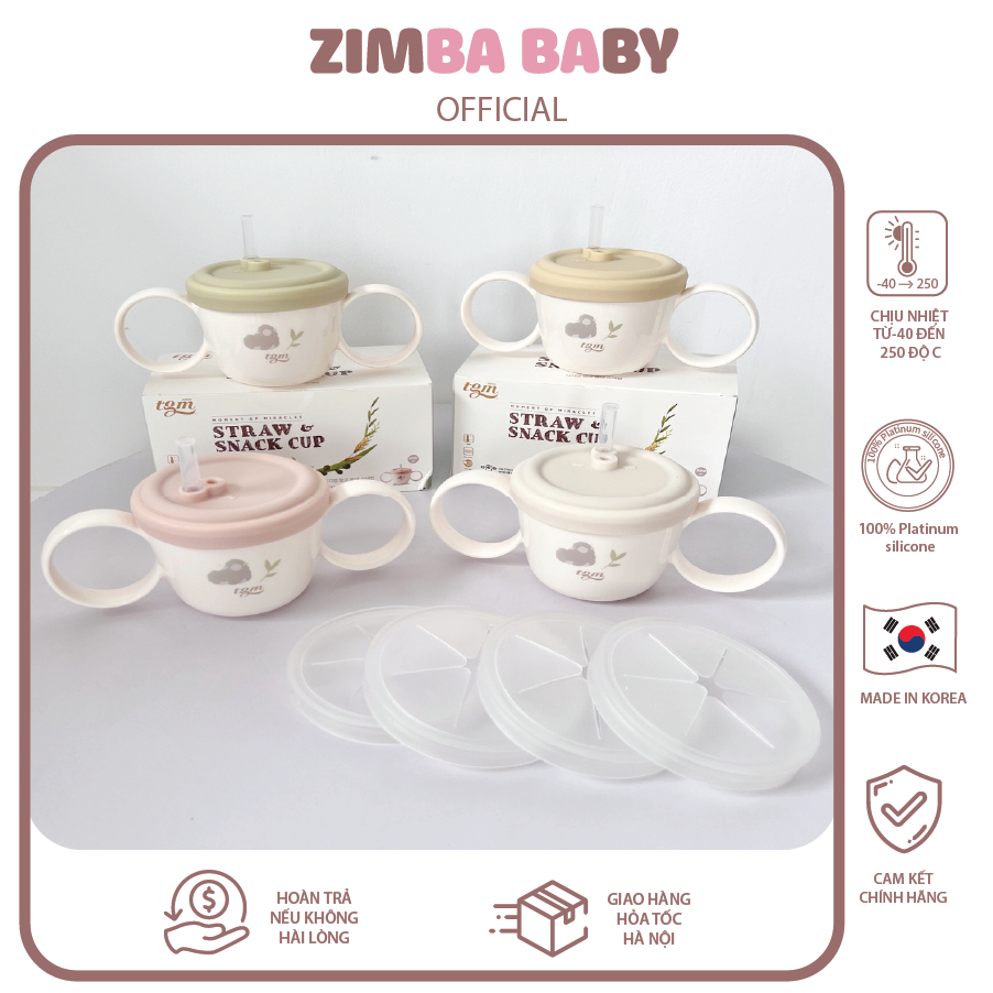 Cốc Tập Uống Kèm Nắp Có Tay Cầm Chính Hãng TGM Straw Snack Cup Hàn Quốc ...