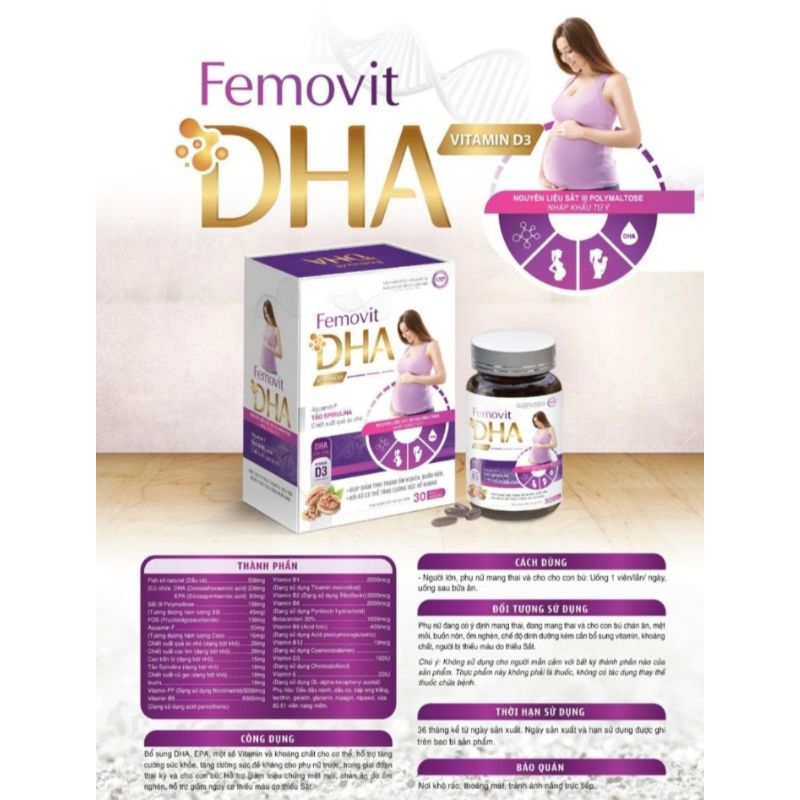 Viên bổ bà bầu Femovit DHA vitamin D3 | Shopee Việt Nam