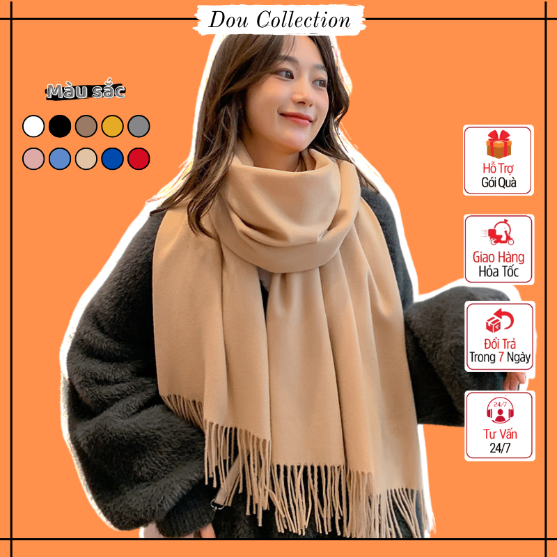 Khăn len quàng cổ MC&MO nam nữ unisex, Khăn cashmere trơn cao cấp 70x200cm thời trang thu đông ...