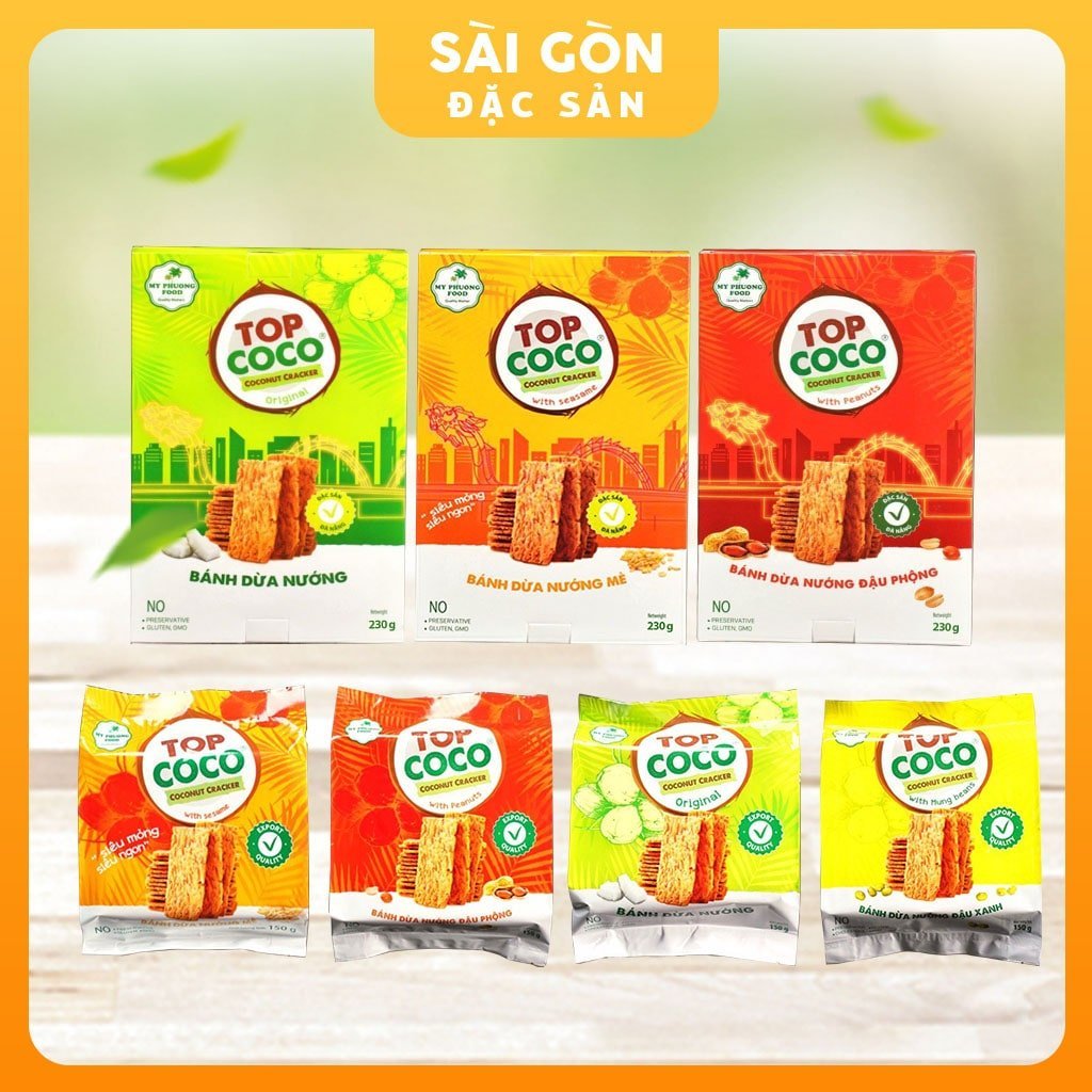 Bánh dừa nướng Top Coco Chính hãng hàng xuất khẩu 150Gam và 180Gam Sài Gòn Đặc Sản | Shopee Việt Nam