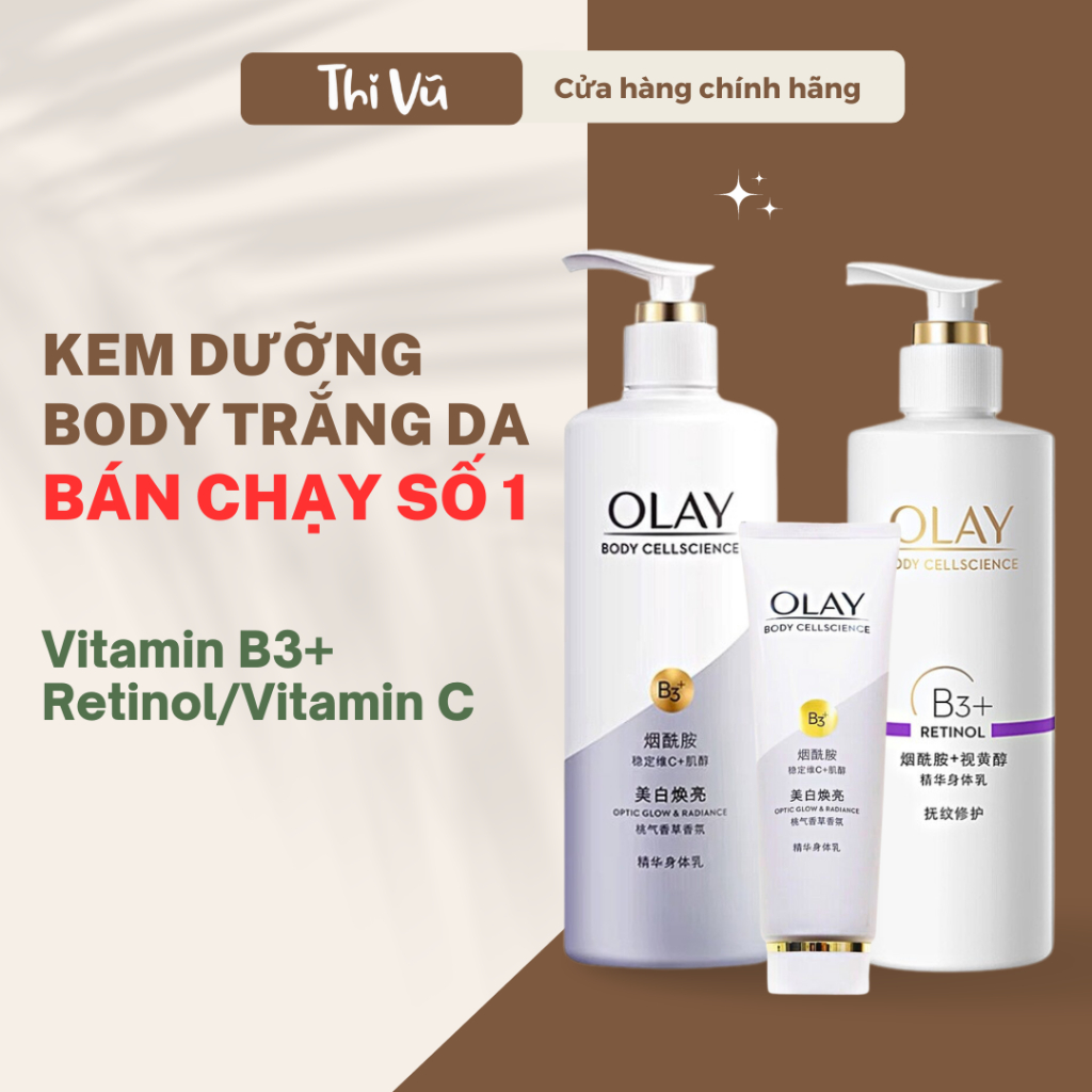 Sữa dưỡng thể Olay B3 Retinol Vitamin C trắng sáng ngừa lão hóa 250ml ...