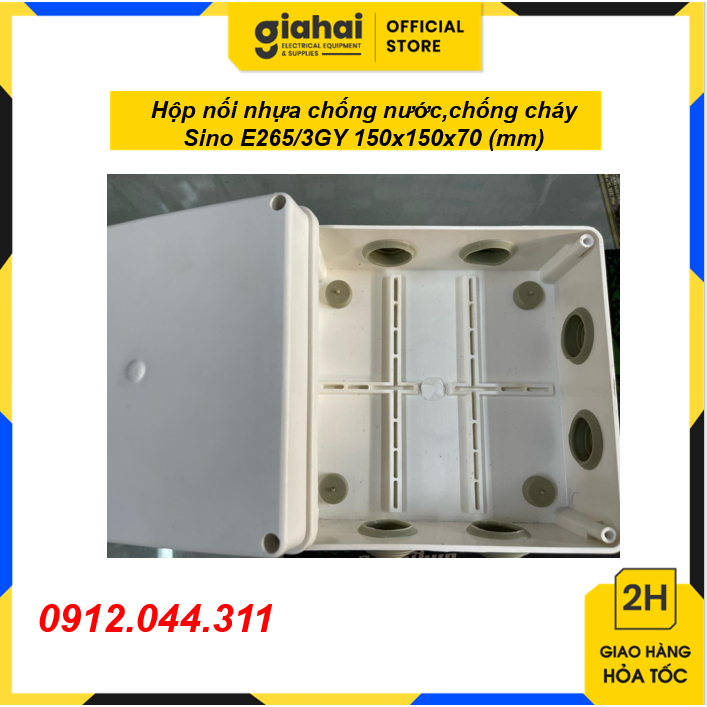 Hộp nối nhựa 150x150x70 (mm) chống nước,chống cháy Sino E265/3GY TBD256 ...