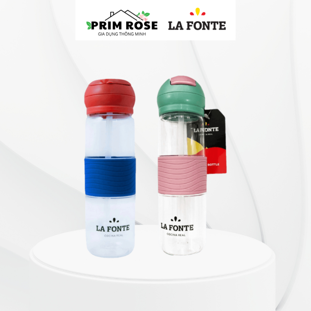 Bình Nước học sinh Thể Thao Kèm Ống Hút La Fonte 550ml-nhựa PP,PC,PE và silicone,chịu nhiệt ...