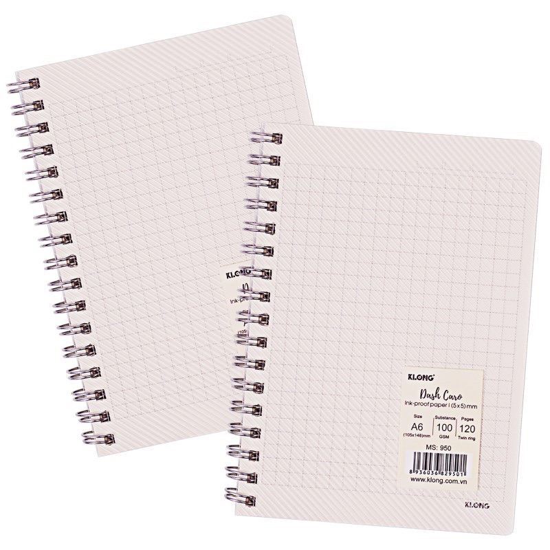 KLONG - Sổ Dash Caro (5 x 5) mm lò xo kép bìa nhựa 2 mặt A6 120 trang ...