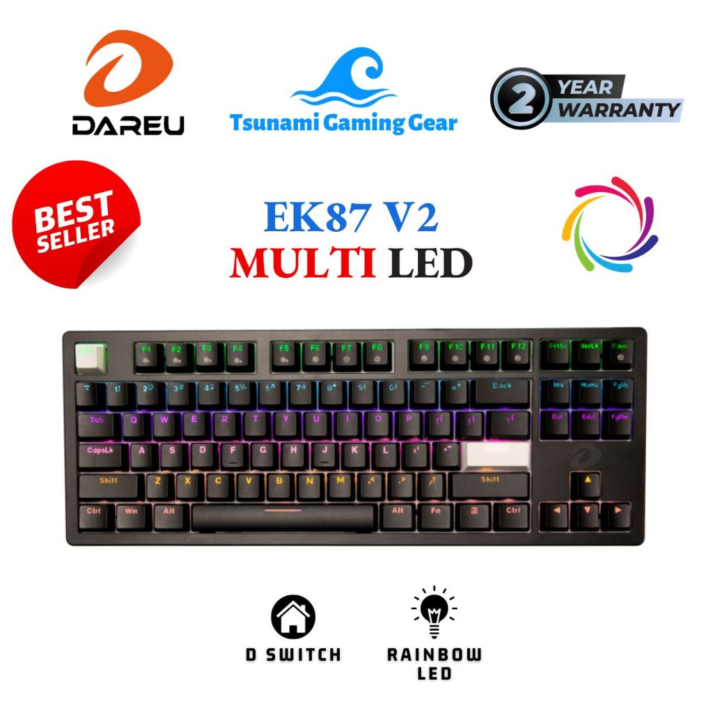 Bàn phím cơ DareU EK87 v2 Black/ DareU EK87 Black/ Multi LED/ Rainbow ...