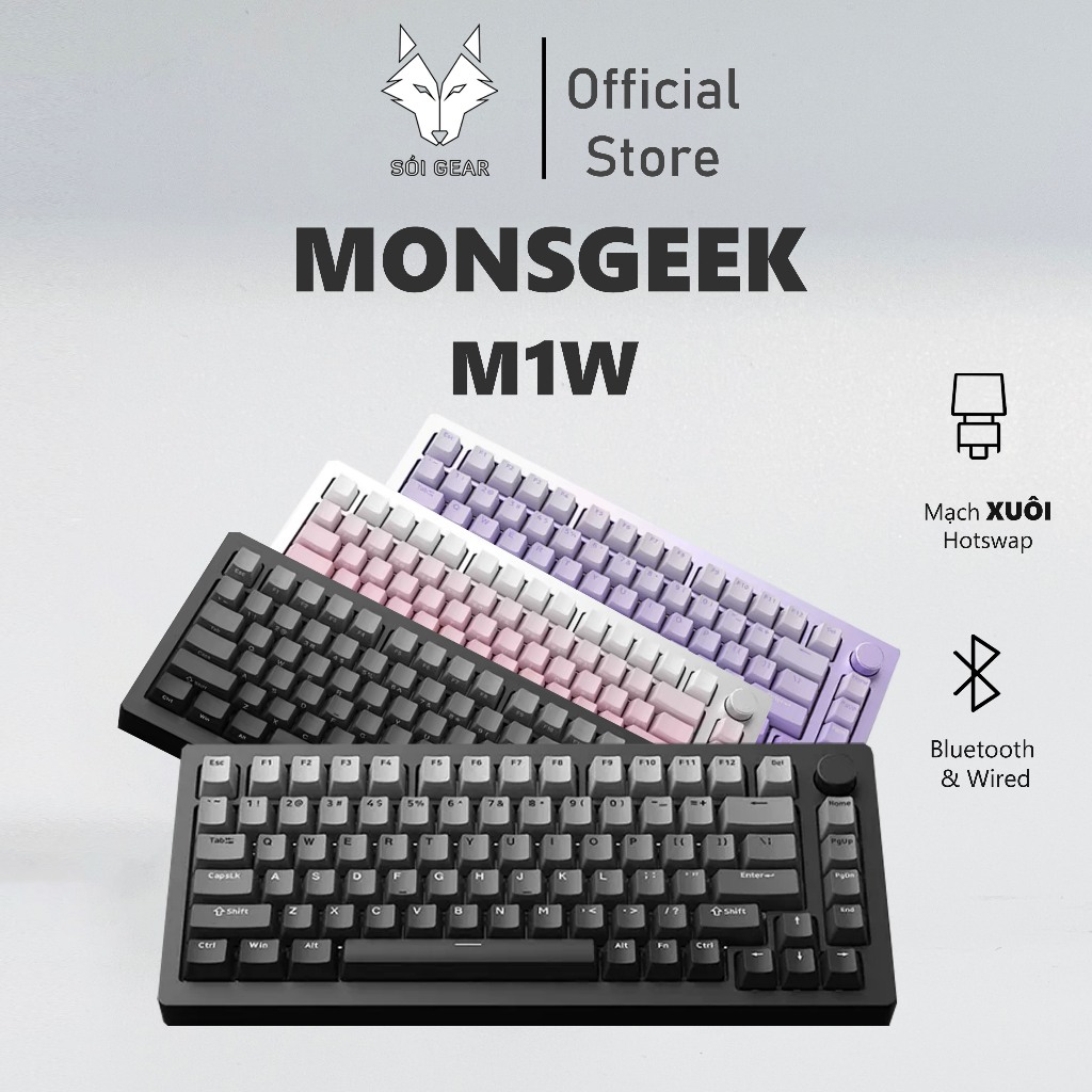 [HỎA TỐC HN - HCM] Bàn phím cơ Monsgeek M1W | Vỏ nhôm | Led RGB | Không dây 3 Modes| Mạch xuôi ...
