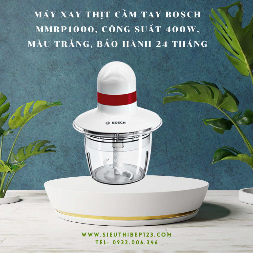 MÁY XAY THỊT CẦM TAY BOSCH MMRP1000, CÔNG SUẤT 400W, MÀU TRẮNG, BẢO ...