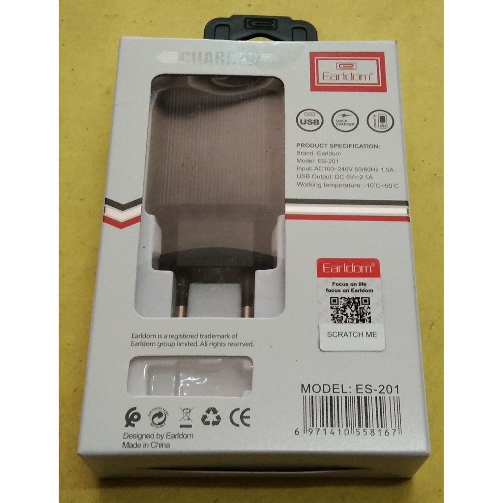 Củ sạc nhanh Earldom ES-201 1 cổng USB 2.1A | Shopee Việt Nam
