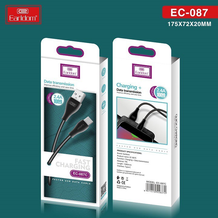 DÂY SẠC 2.4A ĐẦU RA LIGHTING/TYPE-C/MICRO EARLDOM EC-087 | Shopee Việt Nam