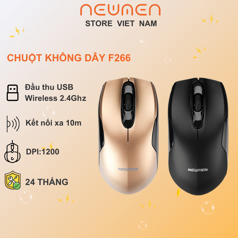 Chuột không dây NEWMEN F266 Đen / Coffee ( Phân giải 1200DPI ) | Shopee ...