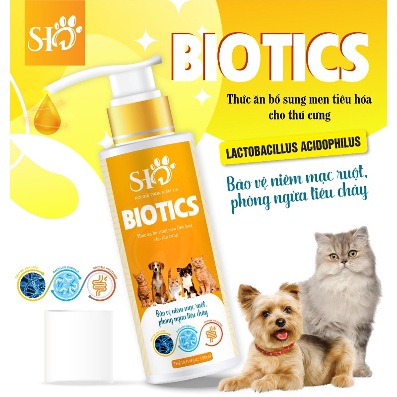 Men tiêu hoá chó mèo dạng nước BIOTICS SHD men vi sinh- chai 100ml | Shopee Việt Nam