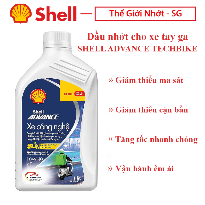 Nhớt xe tay ga cao cấp Shell Advance TechBike Scooter 10W-40 | Shopee ...
