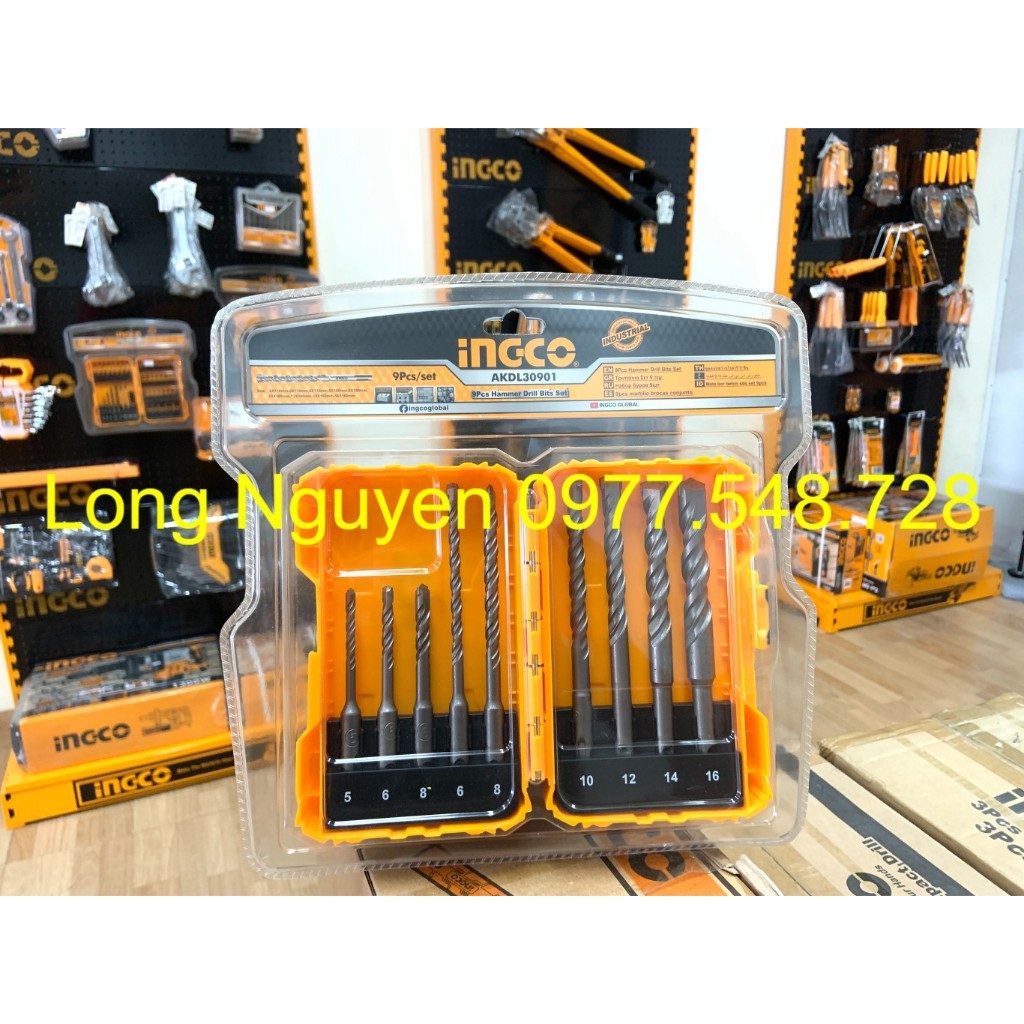 BỘ MŨI KHOAN BÊ TÔNG ĐUÔI GÀI 9 CHI TIẾT 5-16MM INGCO AKDL 30901 SẴN ...