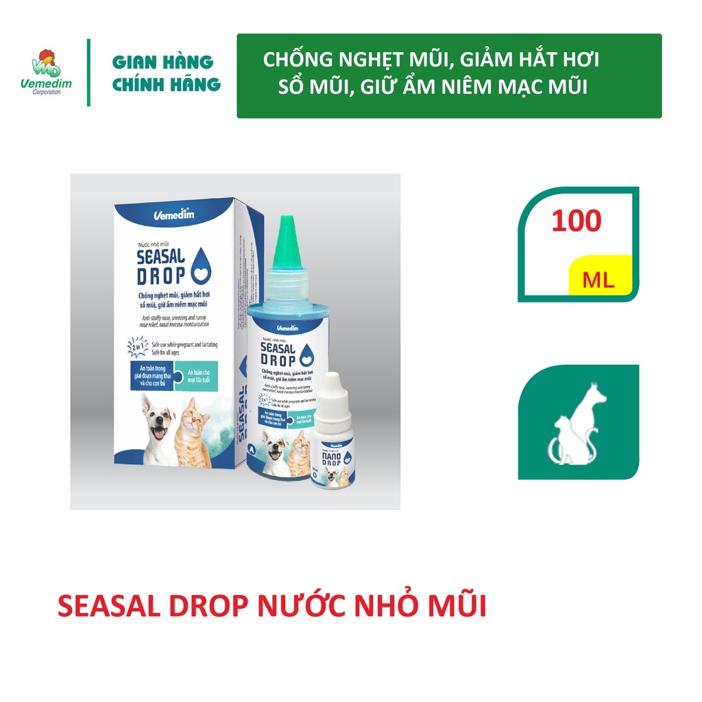 Vemedim Seasal Drop nước nhỏ mũi chó mèo, chống nghẹt mũi, hắt hơi, 1 ...