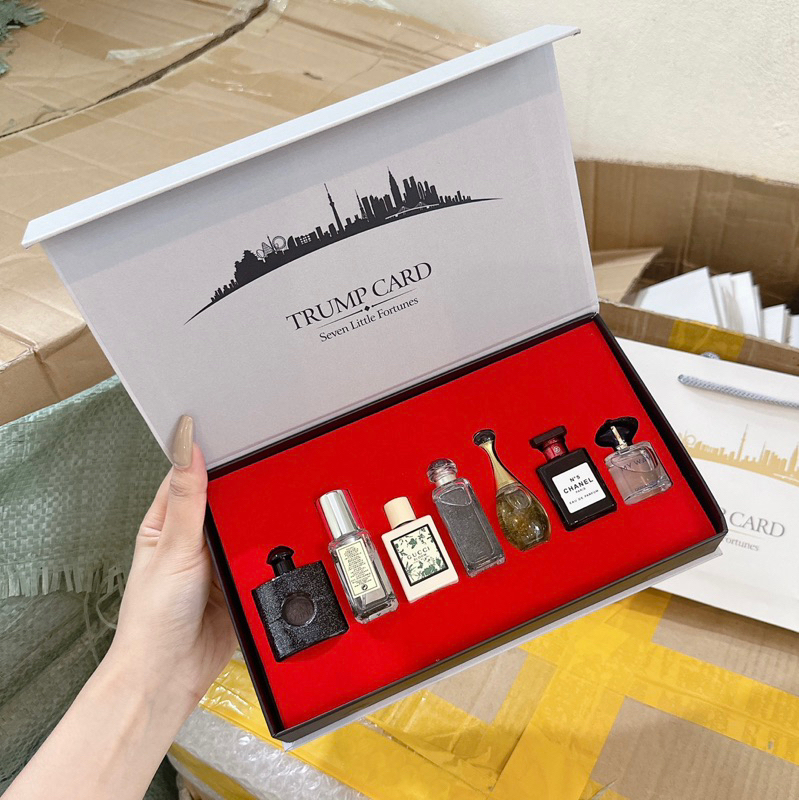 Set 7 lọ nước hoa mini fullbox túi giấy - Trumpcard gift set | Shopee ...