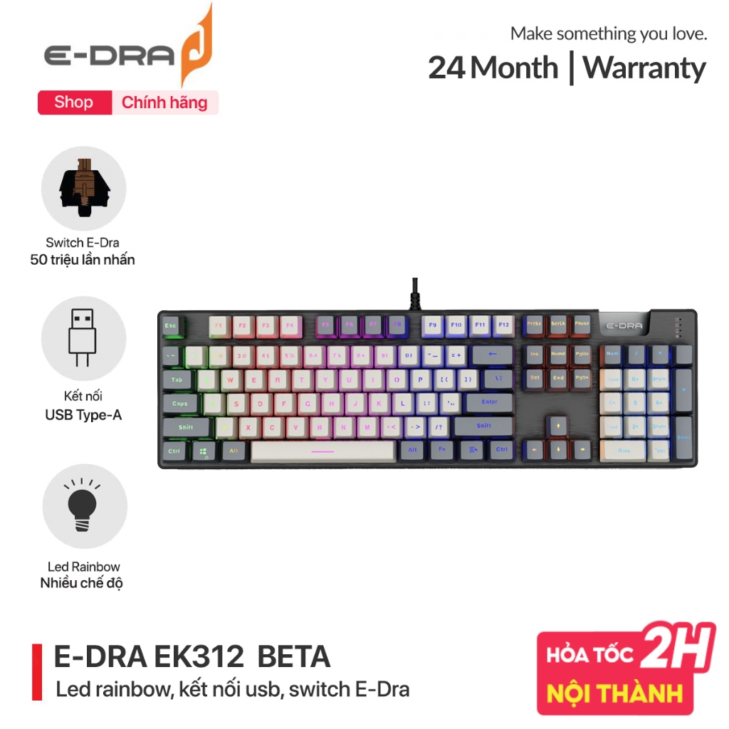 Bàn phím máy tính gaming có dây E-dra EK312 Beta Blue /Brown /Red ...