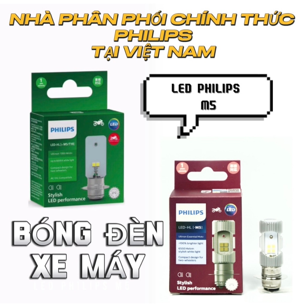 Bóng đèn xe máy LED Philips M5 (Dream, Wave, Future I,SIRIUS, JUPITER ...