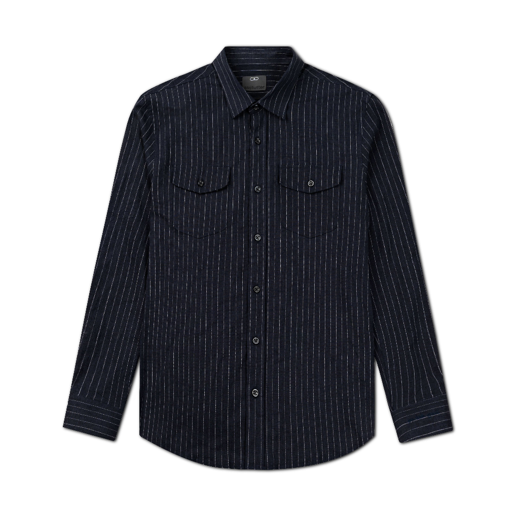 Áo sơ mi tay dài nam nữ SSSTUTTER kẻ sọc túi hộp dáng regular cotton ...