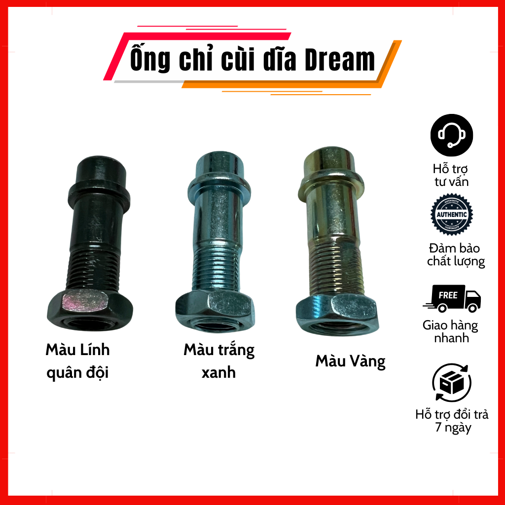 Ống Chỉ Cùi dĩa xe Dream, Wave loại tốt có 3 màu Lính, Trắng Xanh, Vàng ...