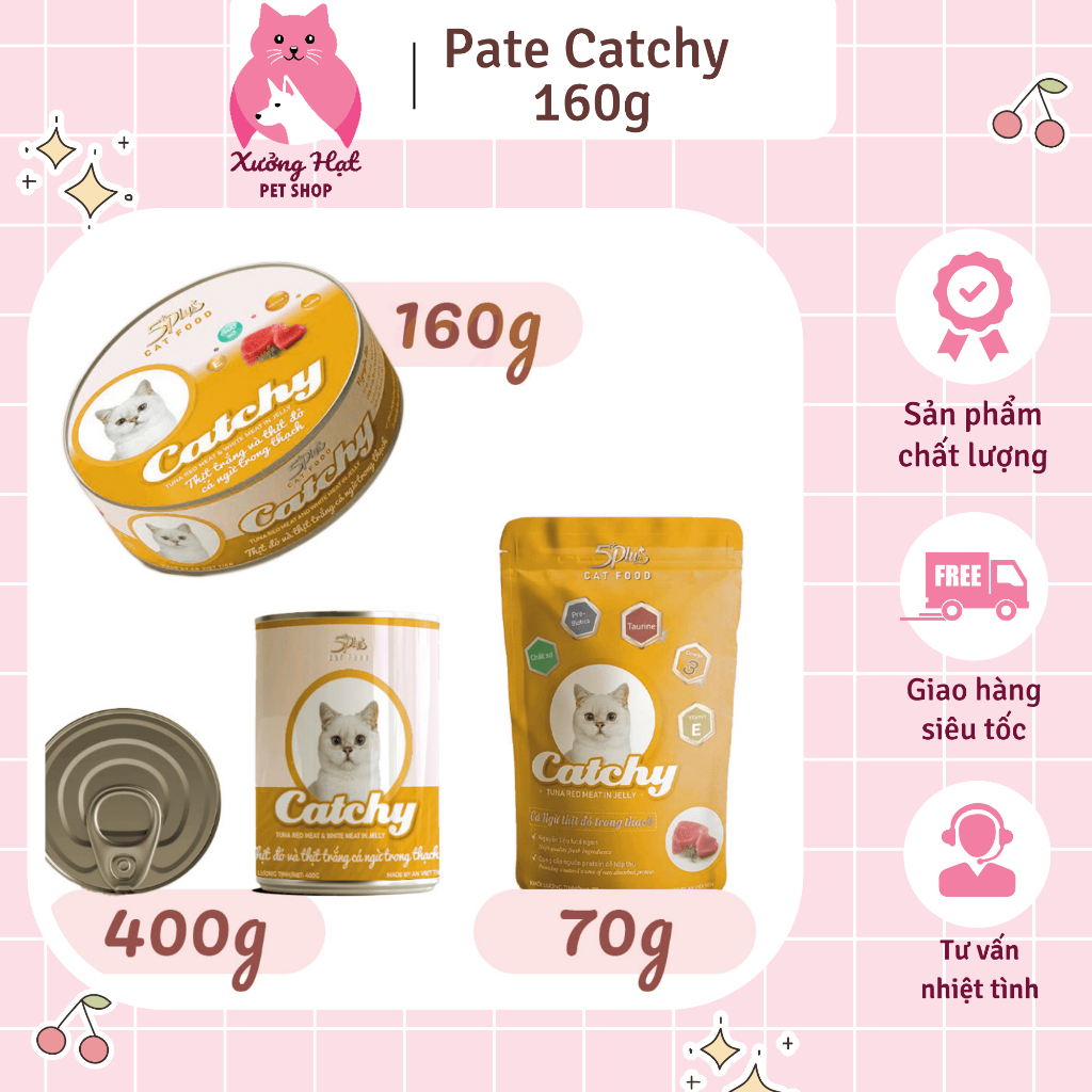 Pate cho mèo 5plus CATCHY, Pate dinh dưỡng cho mèo nhiều vị CATCHY ...